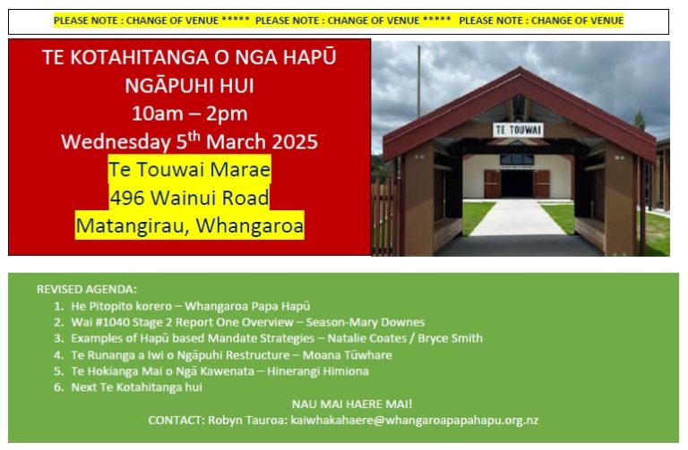Pānui – News – Whangaroa Papa Hapū
